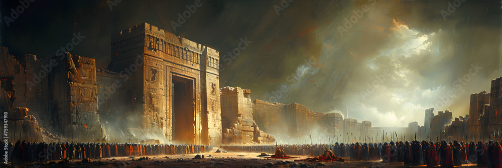 The Gates of Troy and the Trojan Horse, Epic egyptian inspired temple ...