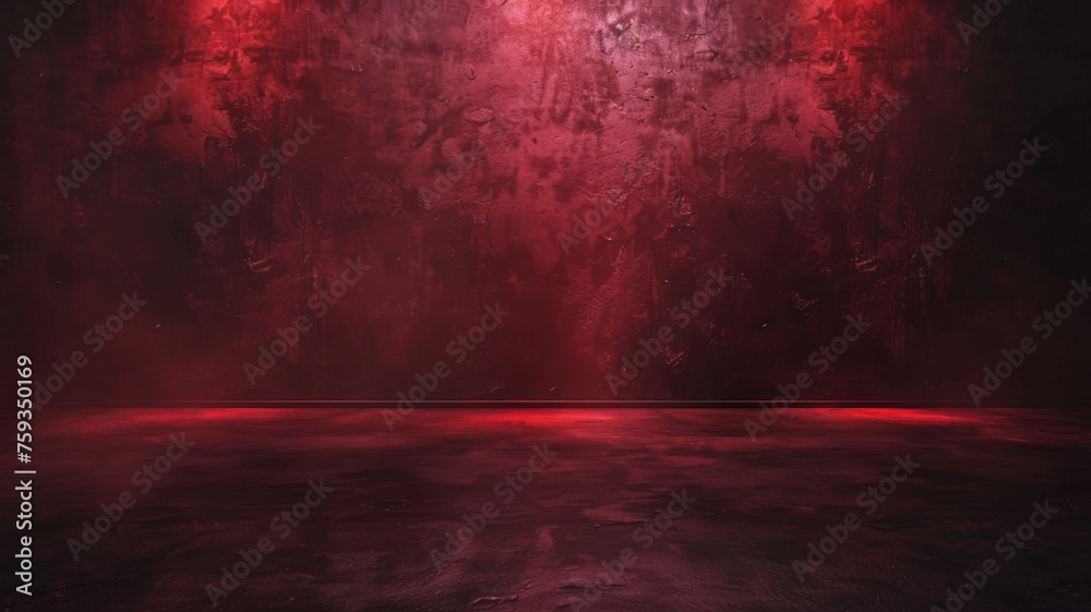 Red textured wall and reflective floor with lighting - Ominous red ...