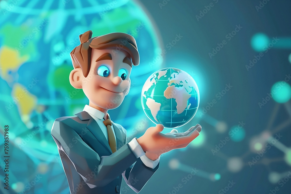 Confident businessman holding global chart, symbolizing data analysis ... Confident businessman holding global chart, symbolizing data analysis ...
