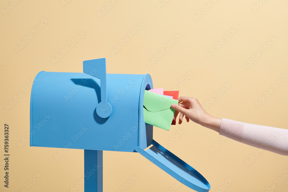 Person put or take out the letter by his hand in or out Mailbox. Stock ...