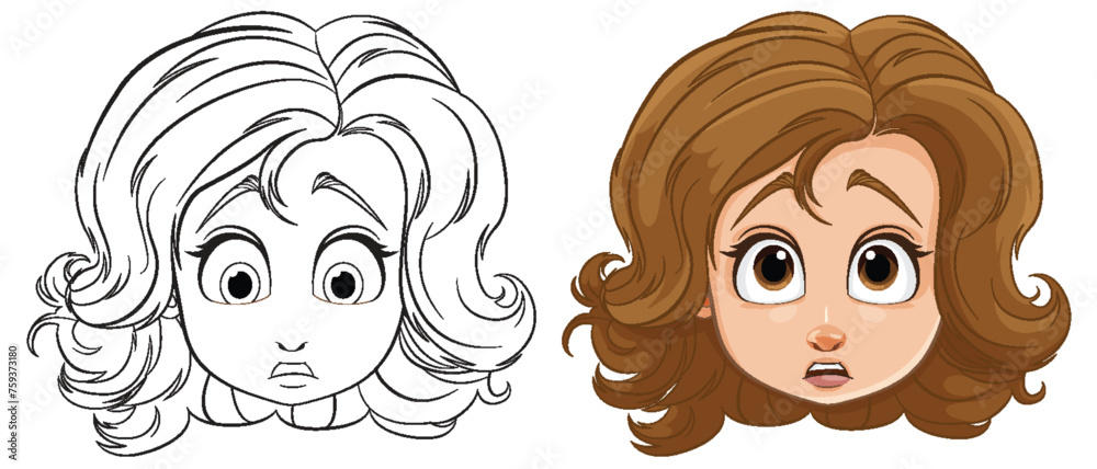 Poster Two cartoon faces showing different emotions. – Wall Art | UkPosters
