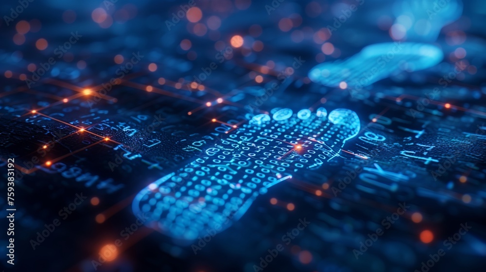 Cybersecurity Digital Footprints Made Of Binary Code Highlighting The Importance Of