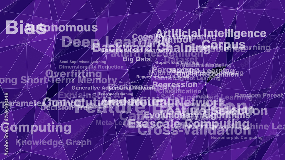 Deep Learning In Artificial Intelligence Texts And Connected Lines Using Ai Algorithm And Neural