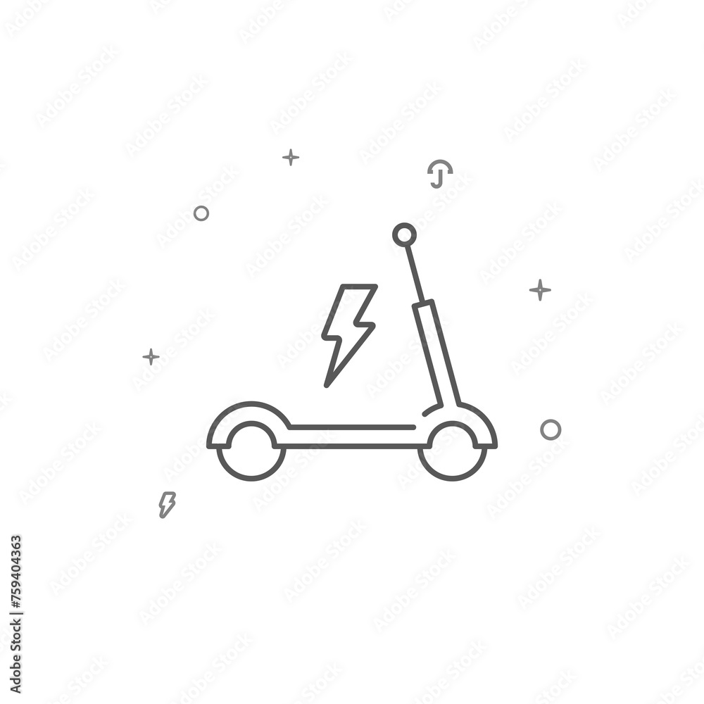 Electric scooter simple vector line icon. Symbol, pictogram, sign ...