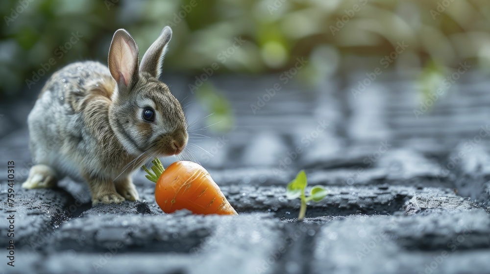 A speedy rabbit outmaneuvering rivals in a maze to claim a carrot ...