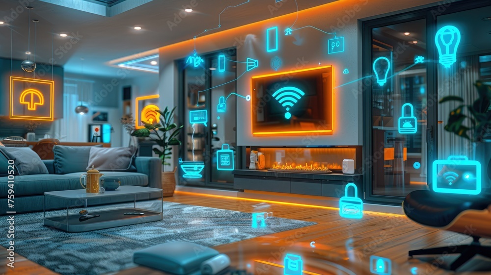 Futuristic smart home living room concept - An ultra-modern smart home ...