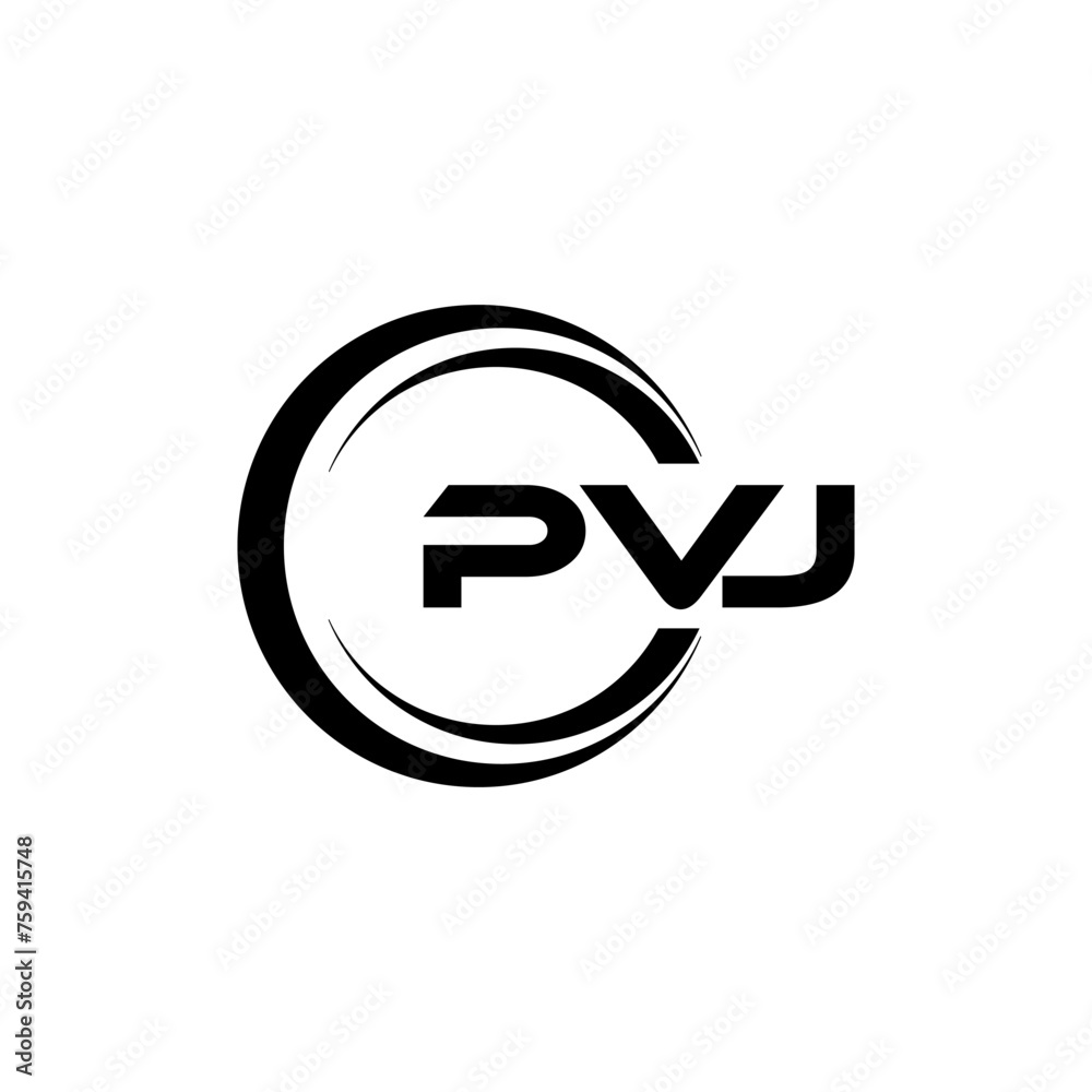 PVJ letter logo design with white background in illustrator, cube logo ...