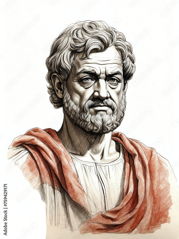 Carl Friedrich gauss hand drawn sketch portrait on plain white ...