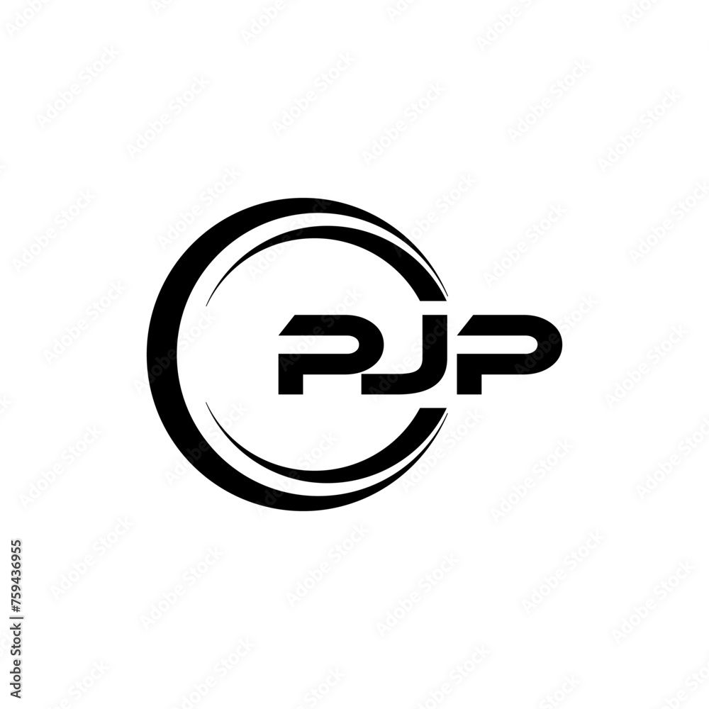 PJP letter logo design with white background in illustrator, cube logo ...