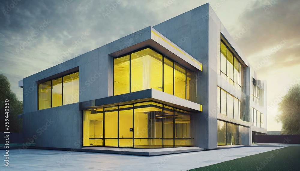 building with sky and clouds, Design concept of a smart building ...