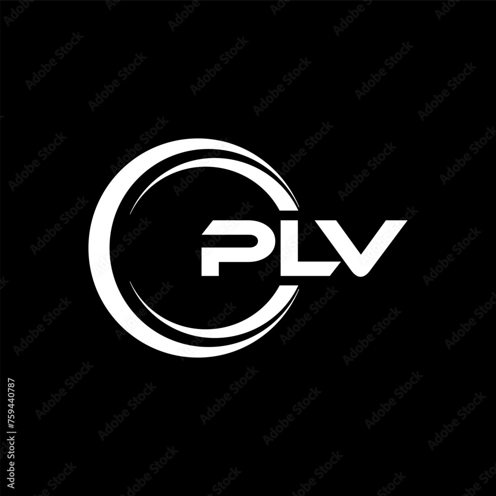 PLV letter logo design with black background in illustrator, cube logo ...