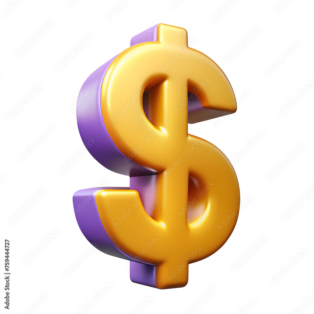 Dollar 3d icon PNG photo, 3d dollar sign in render style PNG icon on ...