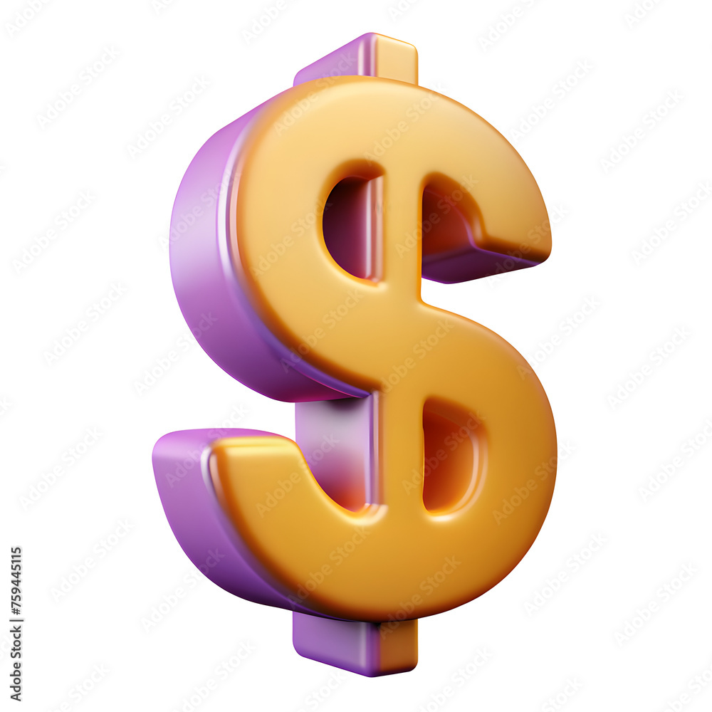 Dollar 3d icon PNG photo, 3d dollar sign in render style PNG icon on ...