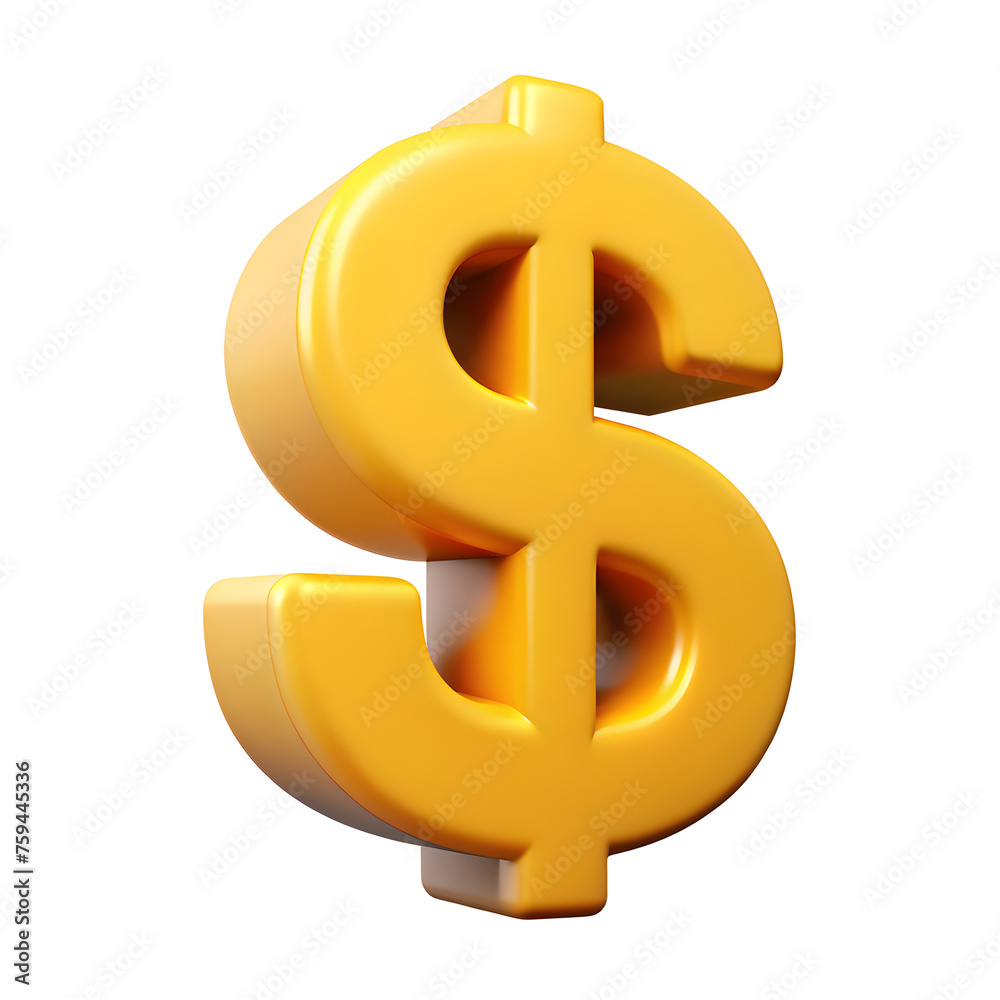 Dollar 3d icon PNG photo, 3d dollar sign in render style PNG icon on ...