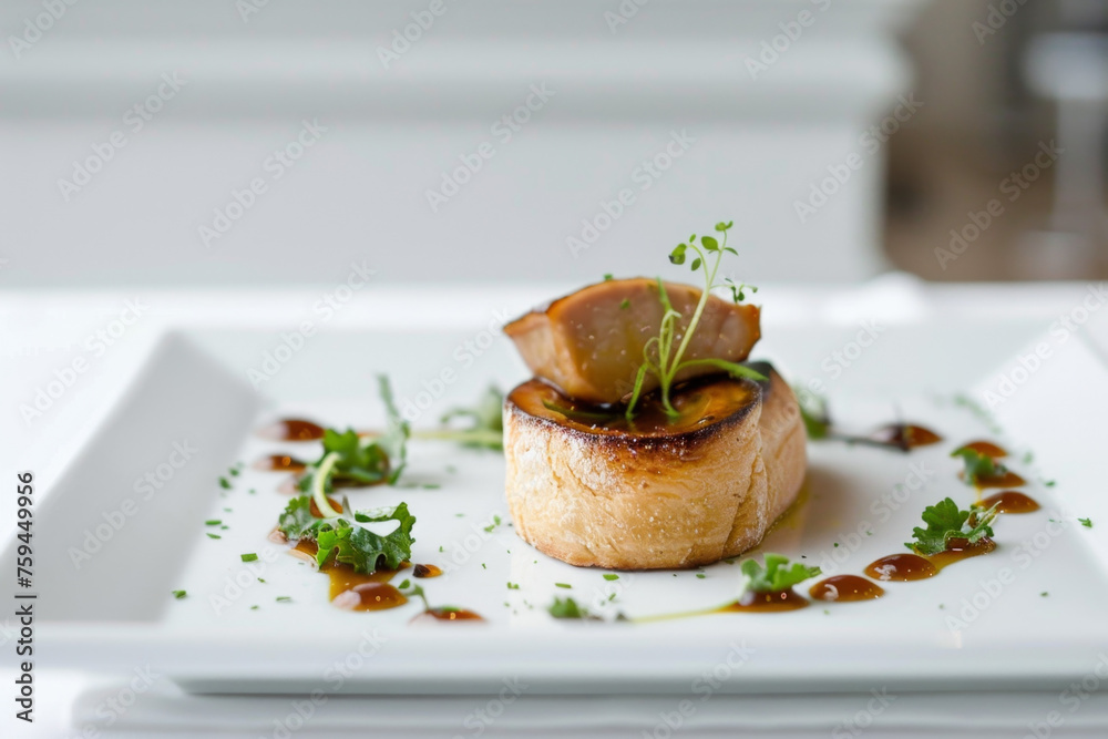 Exquisite Foie Gras on Toasted Brioche Plated Perfectly Gen AI Stock Illustration | Adobe Stock