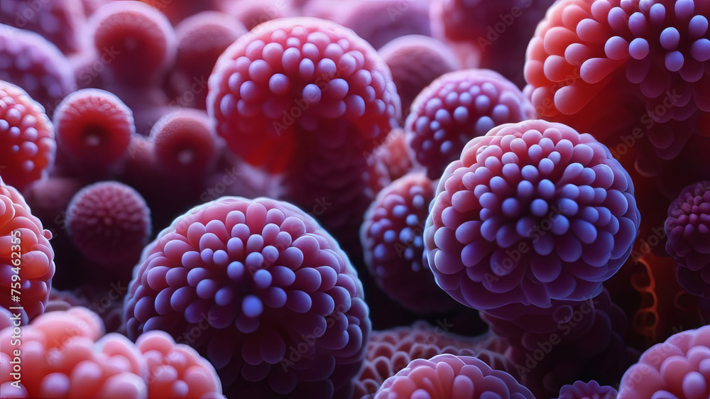 Abstract Bacteria Colony, Microbiome and Bacteria inside intestines ...