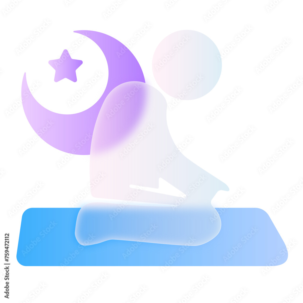 Shalat Praying Worship Ramadhan Muslim Islamic Icon Glassmorphism UI ...