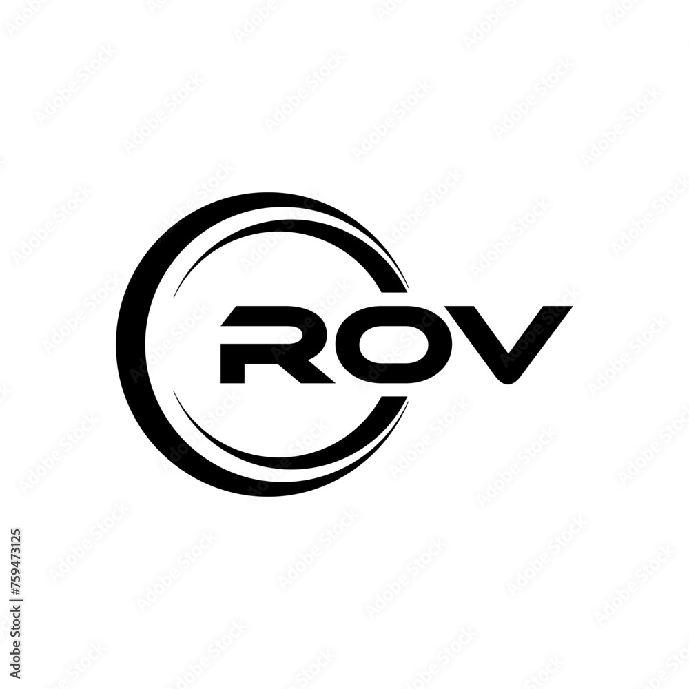ROV letter logo design with white background in illustrator, cube logo ...