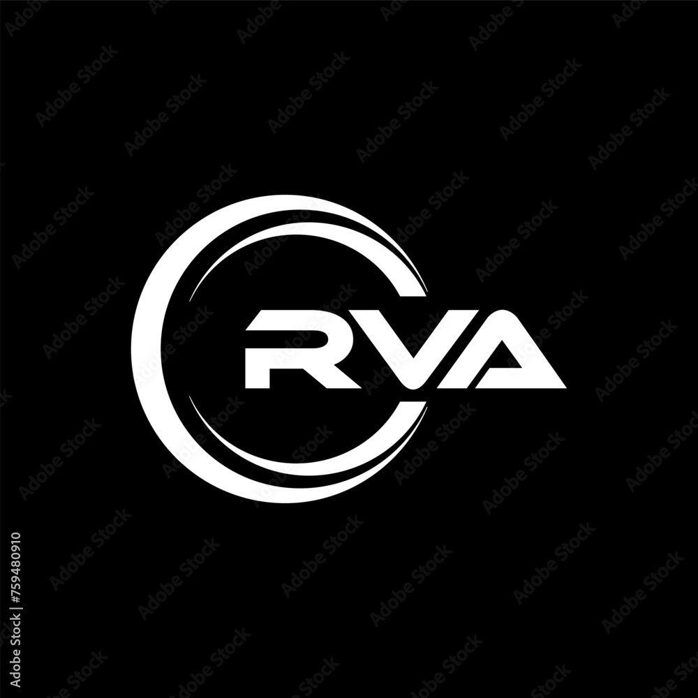 RVA letter logo design with black background in illustrator, cube logo ...