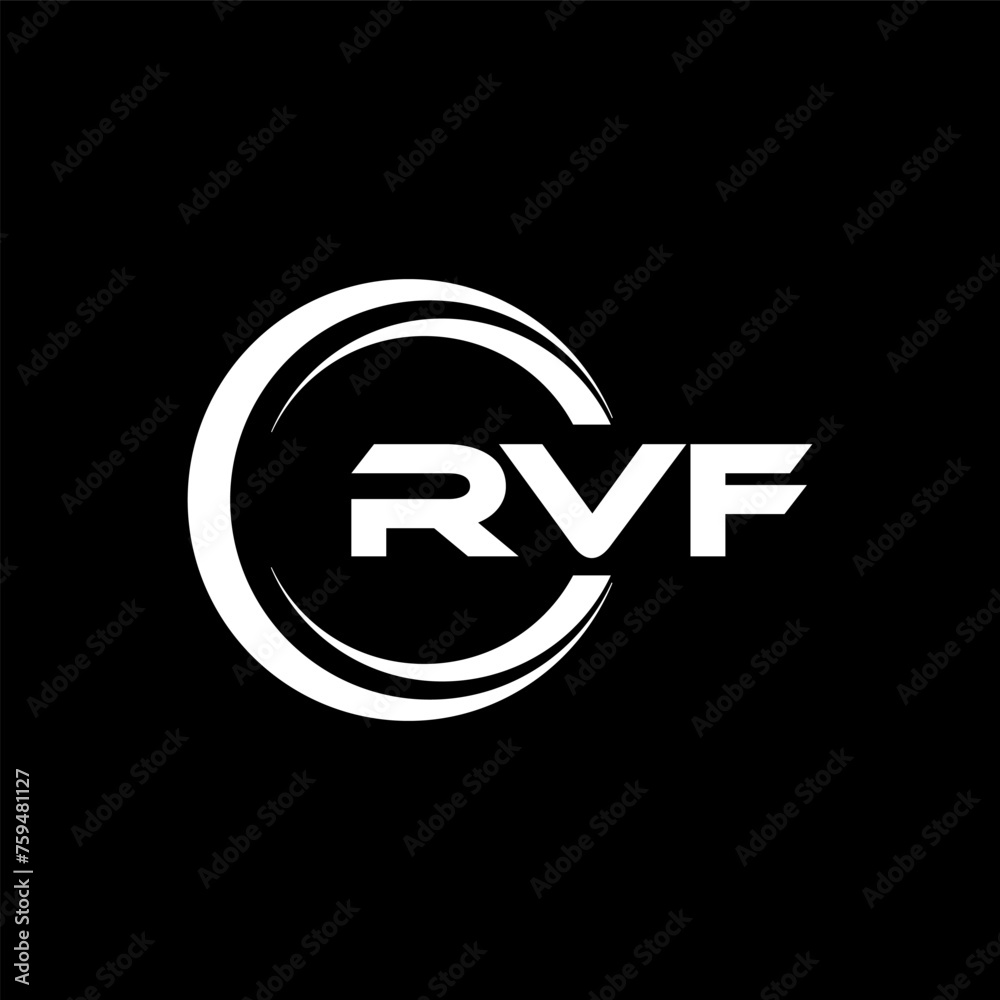 RVF letter logo design with black background in illustrator, cube logo ...