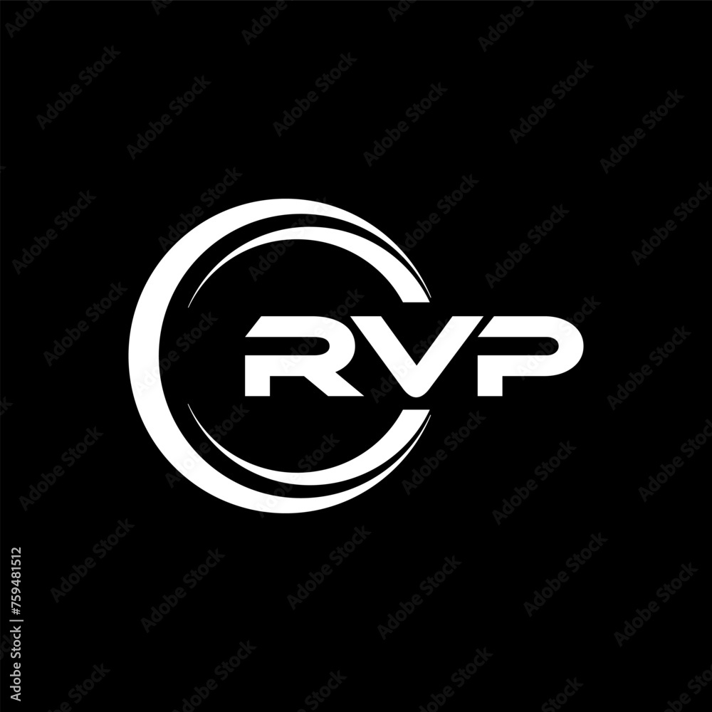 RVP letter logo design with black background in illustrator, cube logo ...