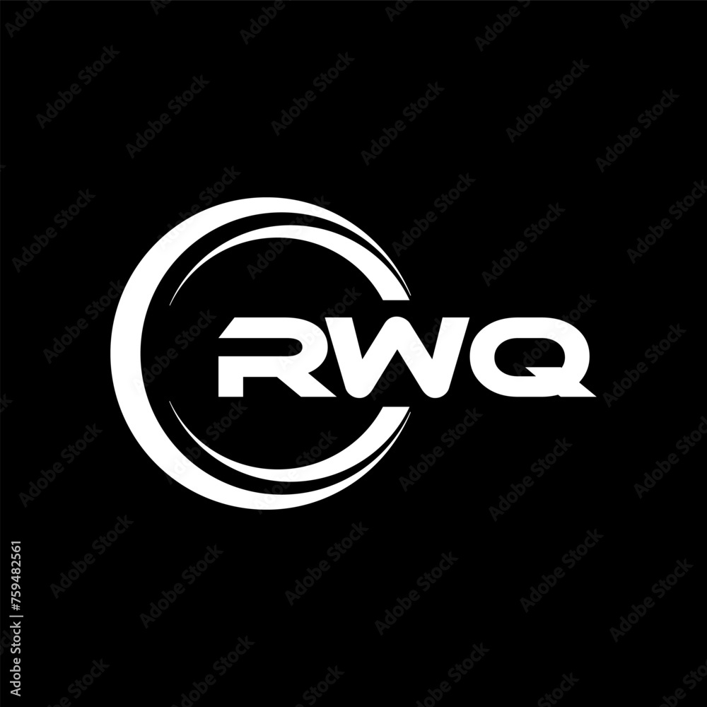 RWQ letter logo design with black background in illustrator, cube logo ...