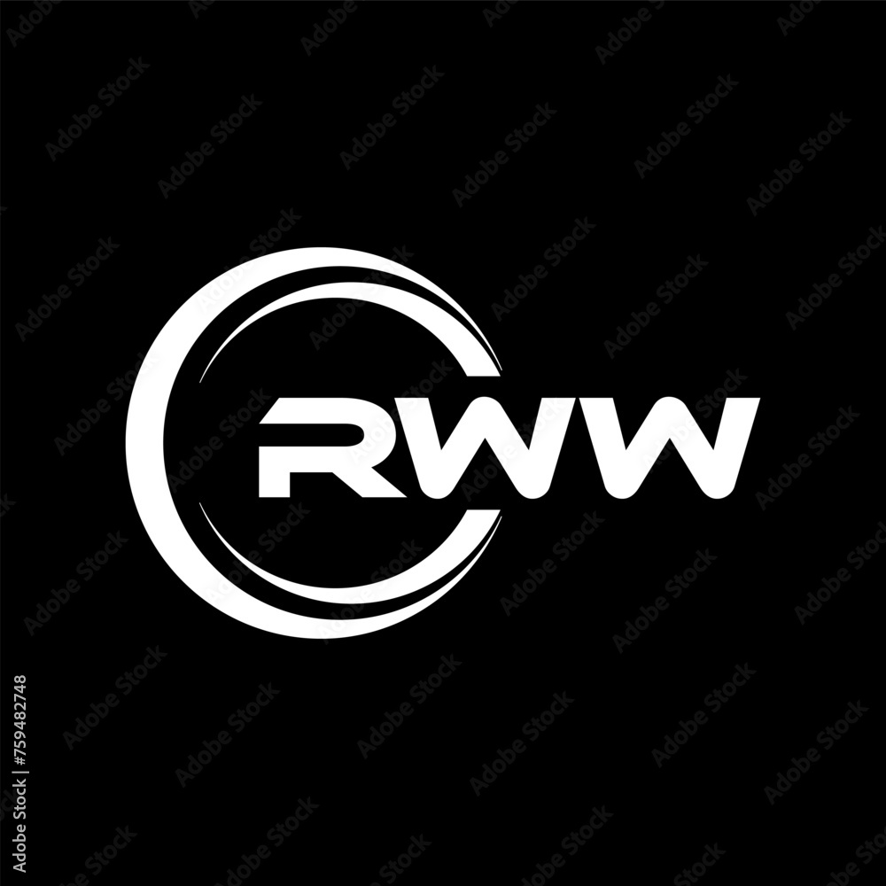 RWW letter logo design with black background in illustrator, cube logo ...