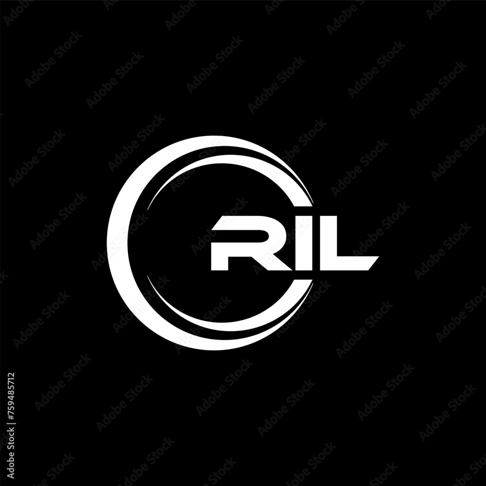 RIL letter logo design with black background in illustrator, cube logo ...