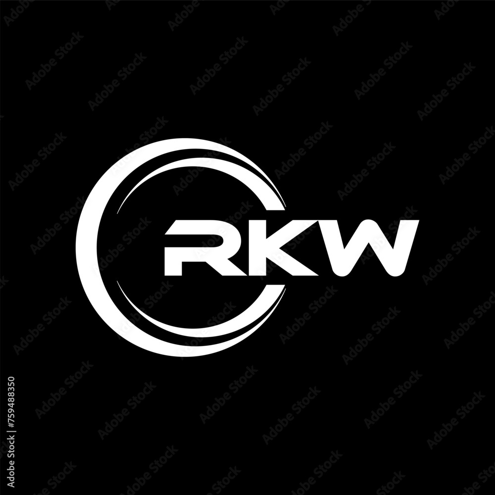 RKW letter logo design with black background in illustrator, cube logo ...