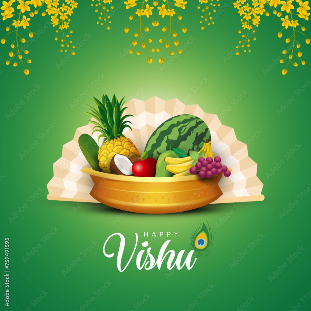 Vector illustration of a Banner for Happy Vishu Design On Traditional ...