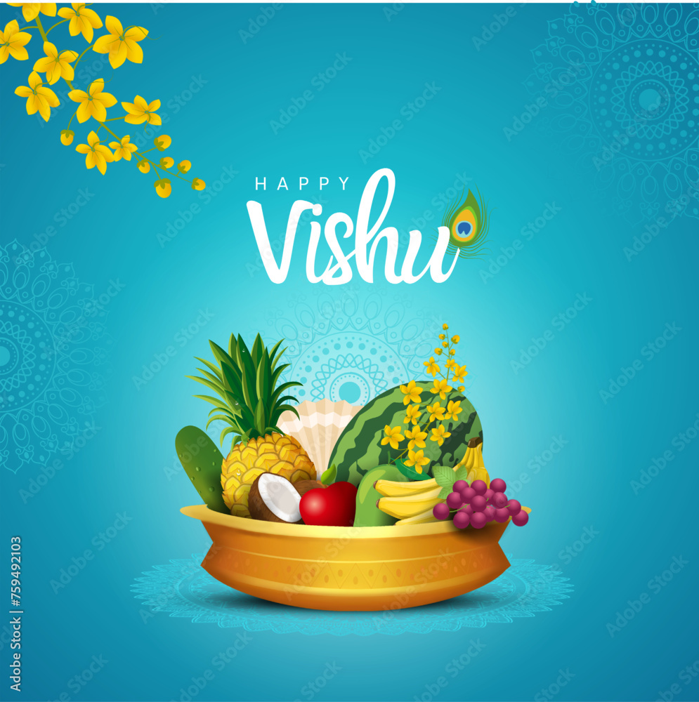Vector illustration of a Banner for Happy Vishu Design On Traditional ...