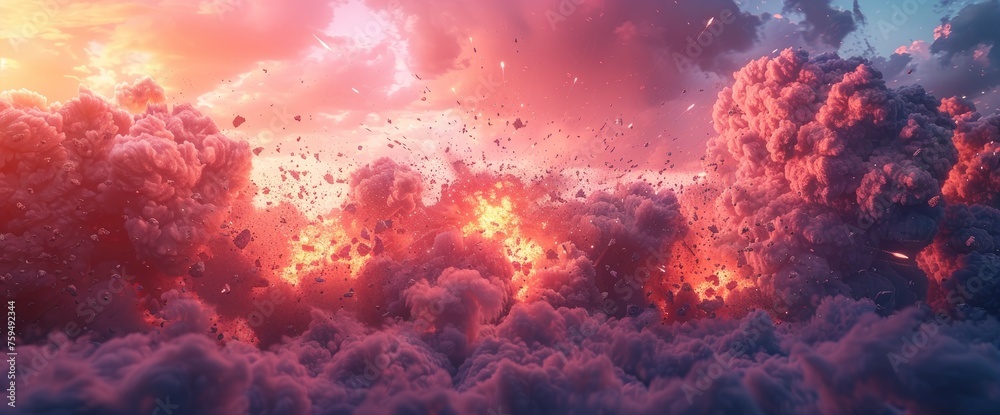 a bombardment of military missles and fighter jets all eminating from ...