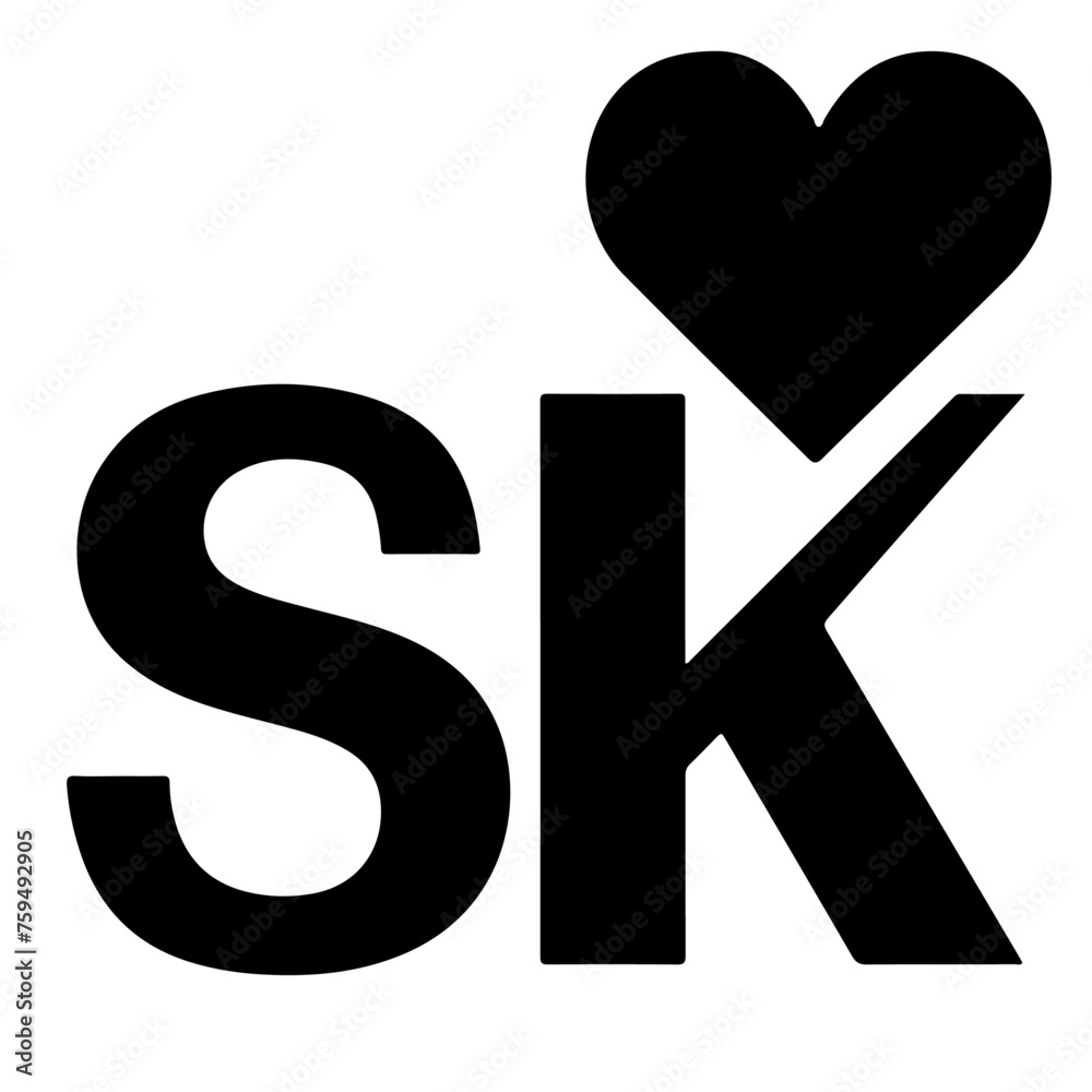 SK logo concept vector art illustration black color, sk logo icon ...