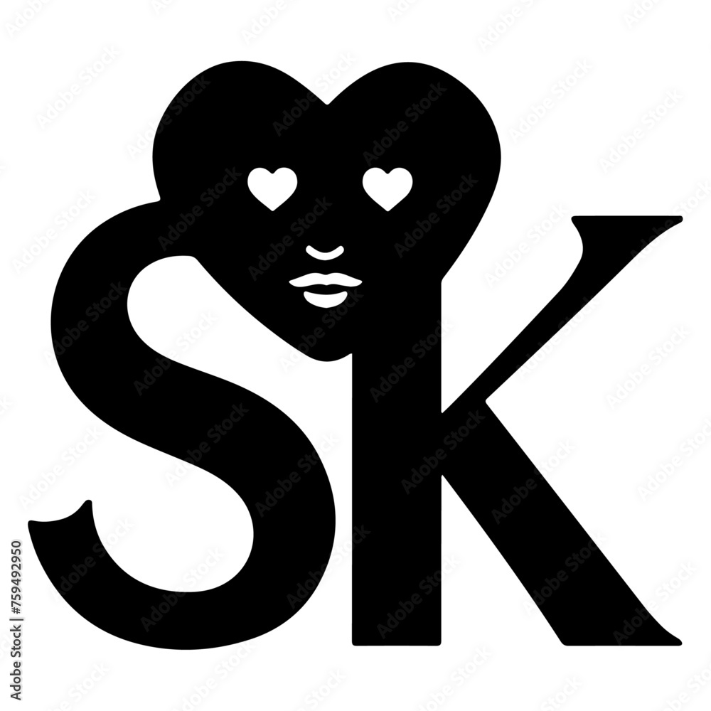 SK logo concept vector art illustration black color, sk logo icon ...
