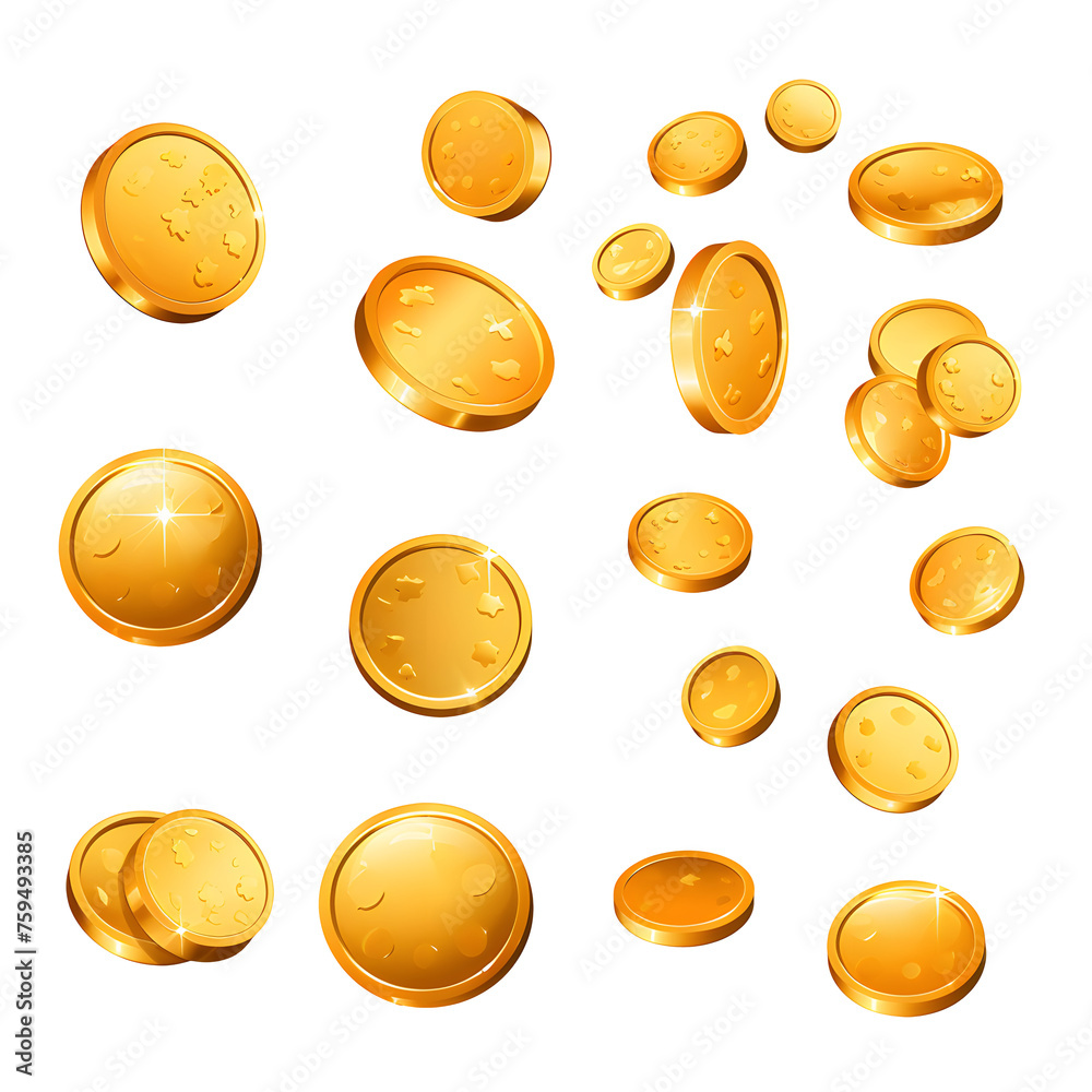 Gold blank coins flying realistic currency, 3D money. Finance and ...