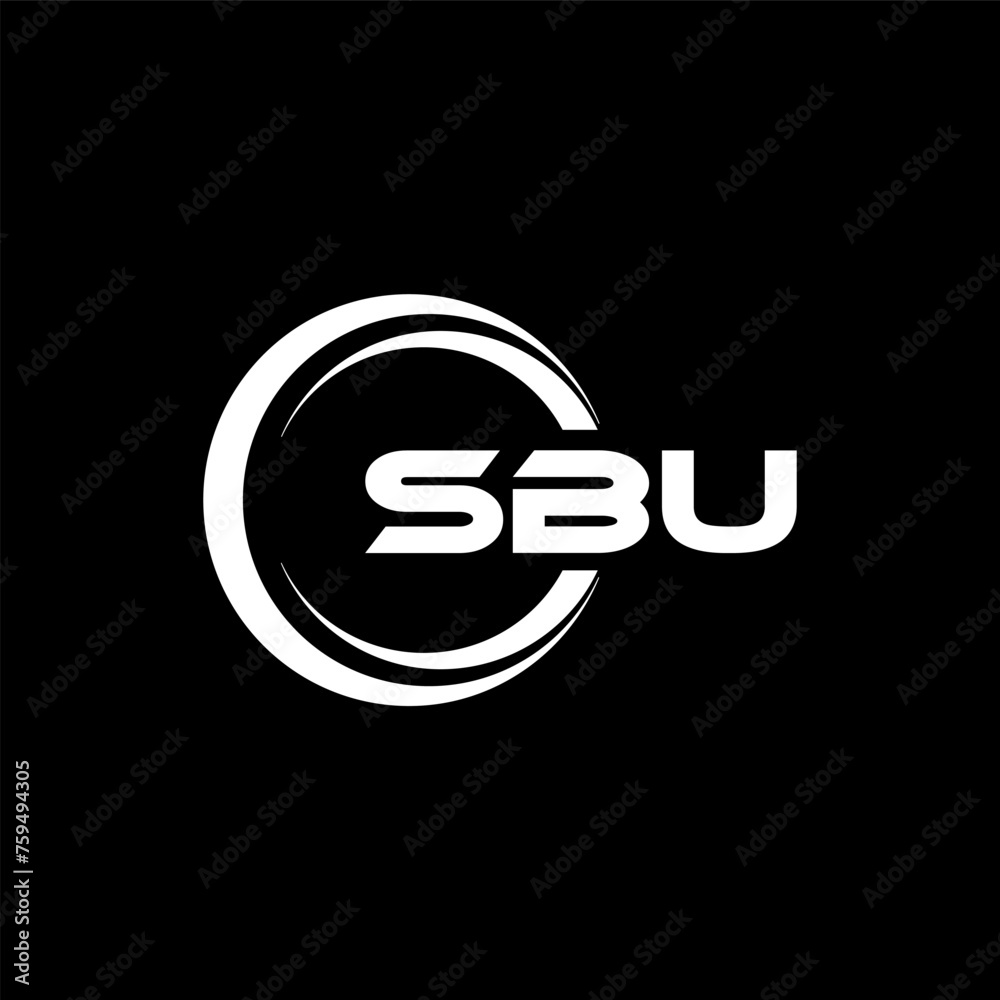 SBU letter logo design with black background in illustrator. Vector ...