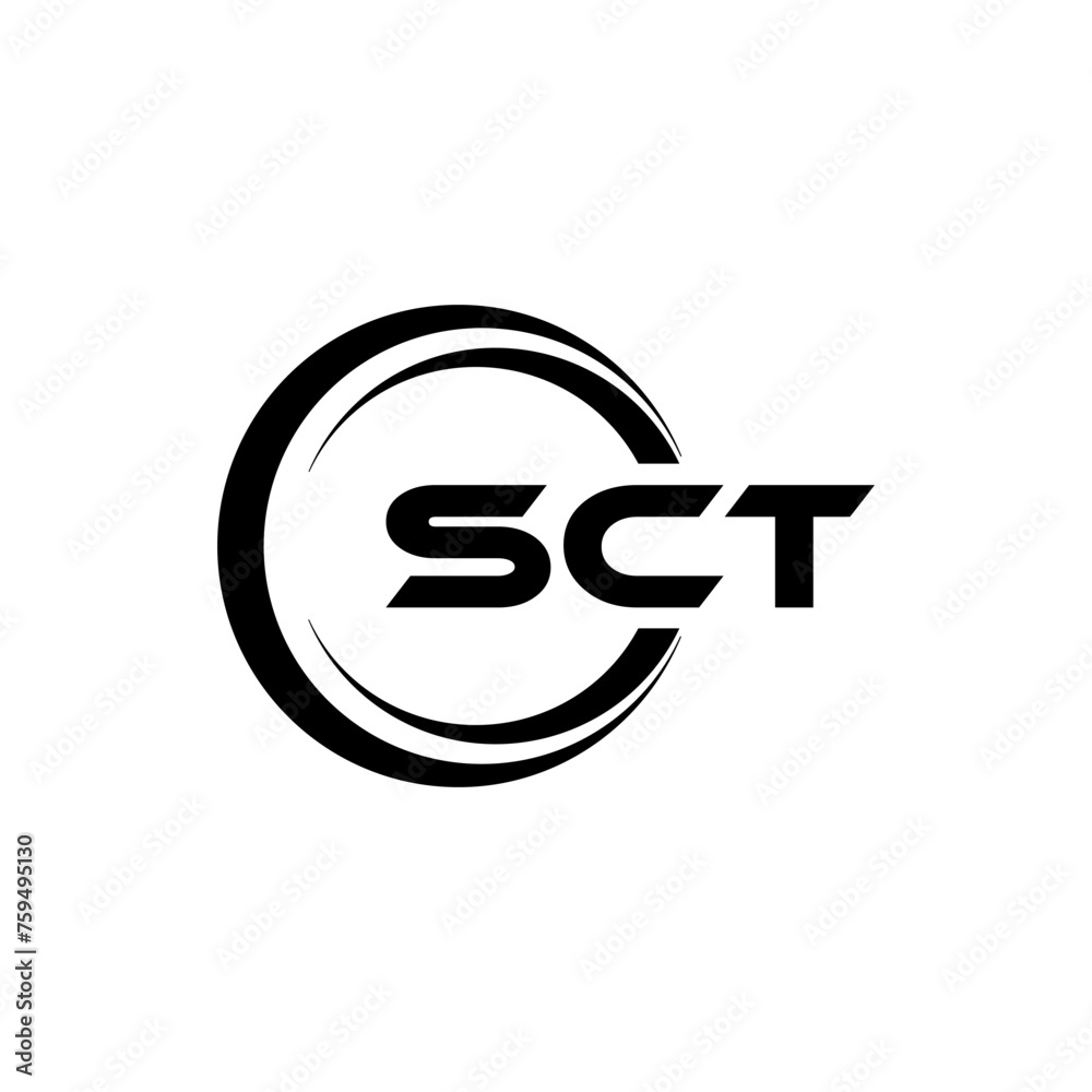 SCT letter logo design in illustration. Vector logo, calligraphy ...
