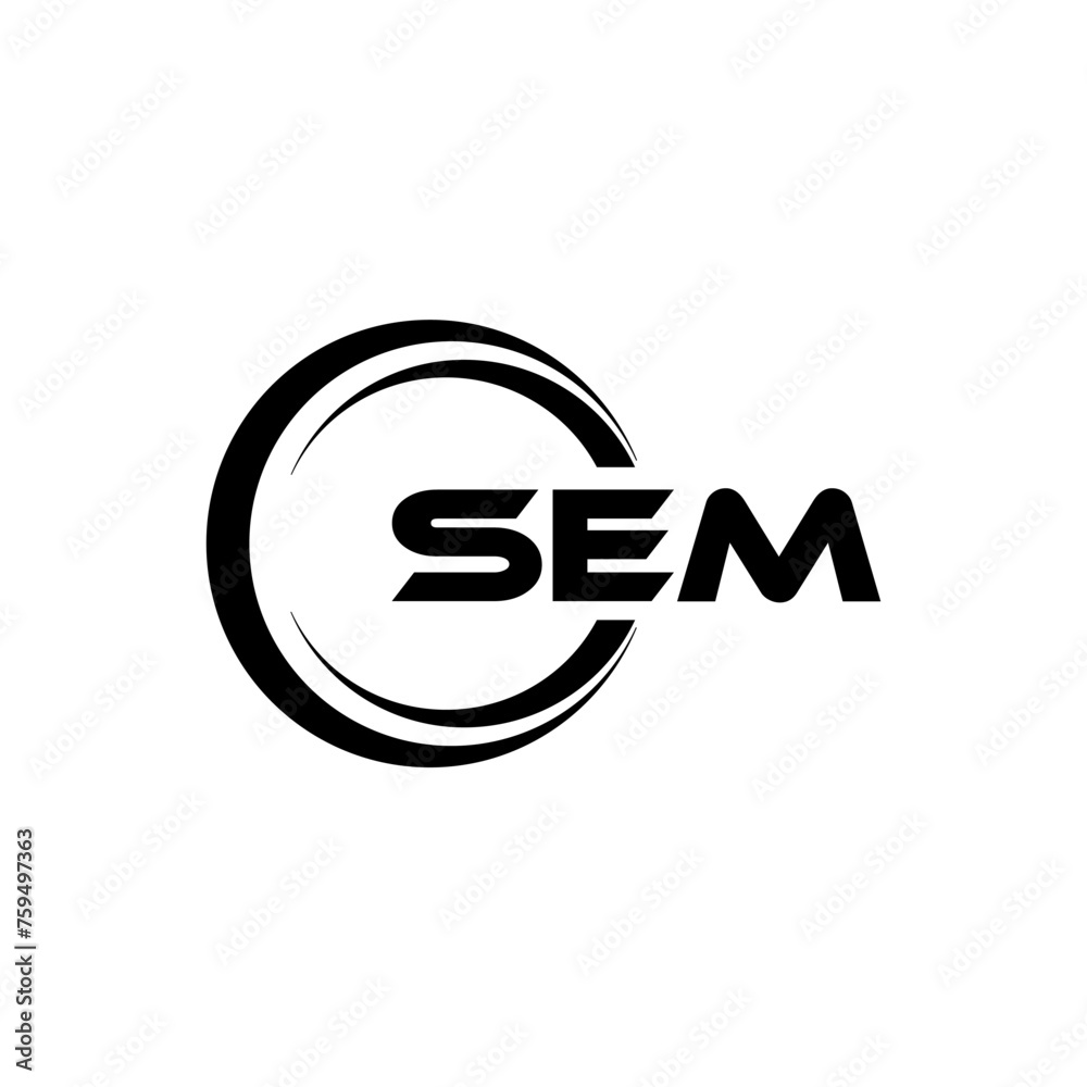 SEM letter logo design in illustration. Vector logo, calligraphy ...