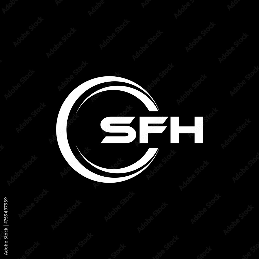 SFH letter logo design in illustration. Vector logo, calligraphy ...