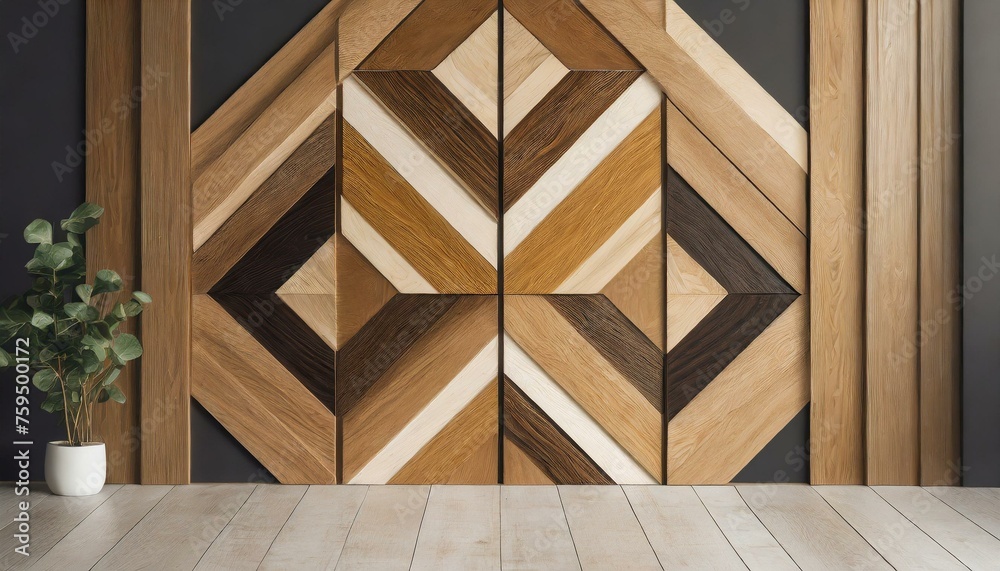 interior of a house.a contemporary partition wall using modular wooden ...