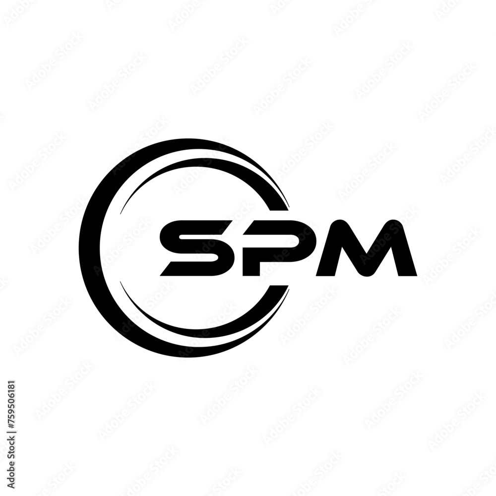 SPM letter logo design in illustration. Vector logo, calligraphy ...