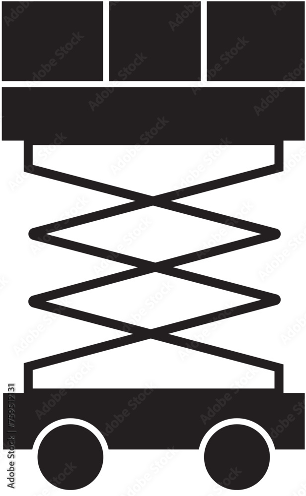 Scissors lift icon in Fill style. Lifting machine symbol. Industrial ...