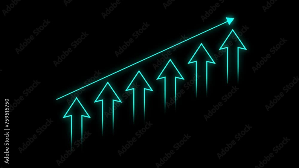 Business growth arrow animation with rising business graph. Business ...