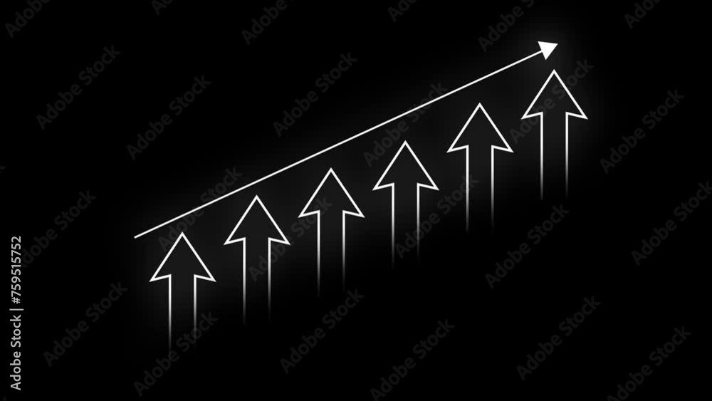 Business growth arrow animation with rising business graph. Business ...