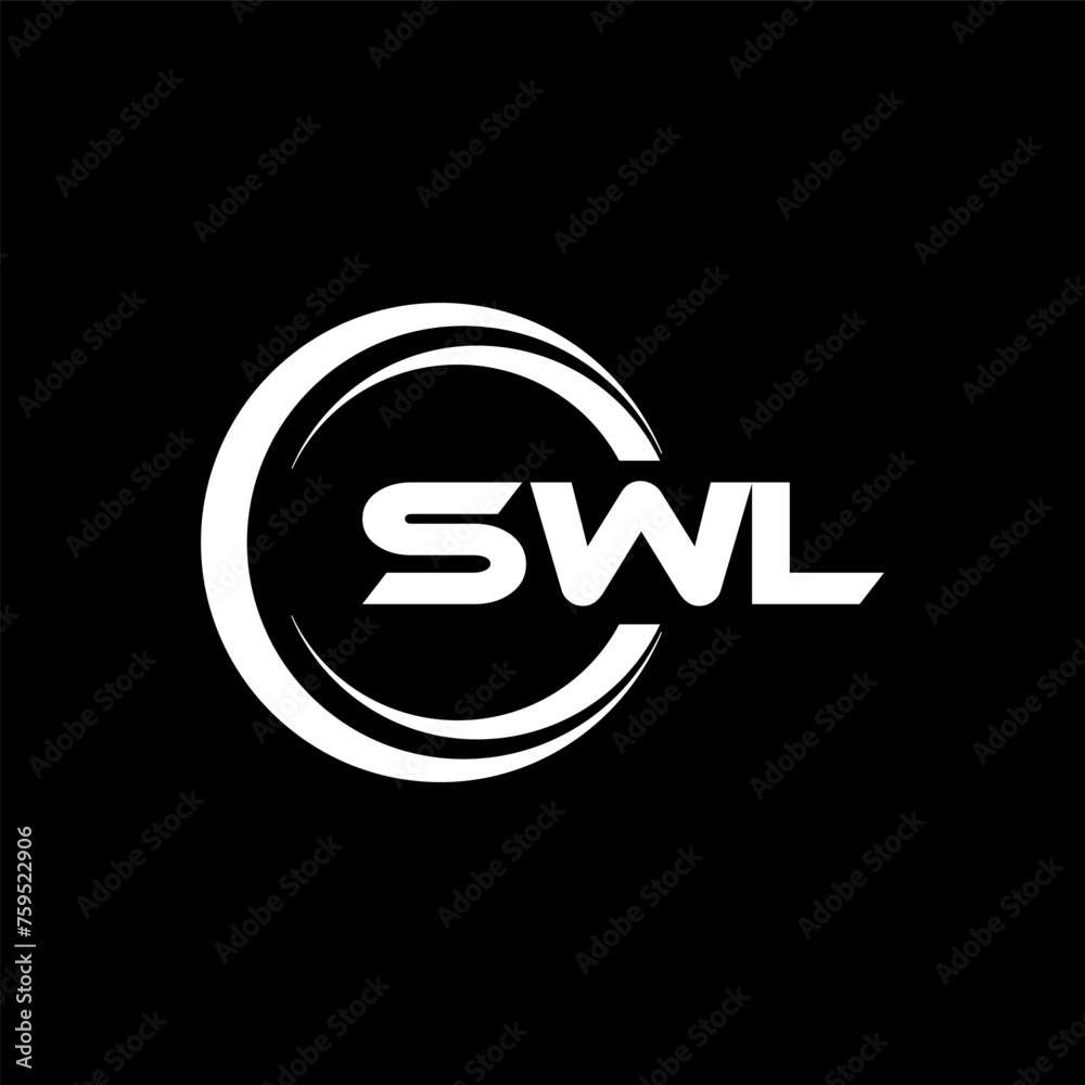 SWL letter logo design with black background in illustrator, cube logo ...