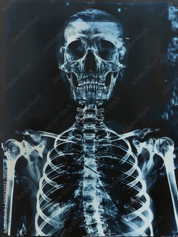 one image of a human skeleton x-ray of the upper torso straight Stock ...