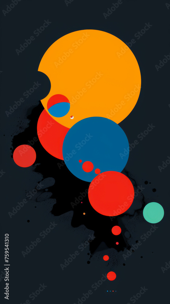 Minimalist representation of a multiple dimensions with abstract shapes ...