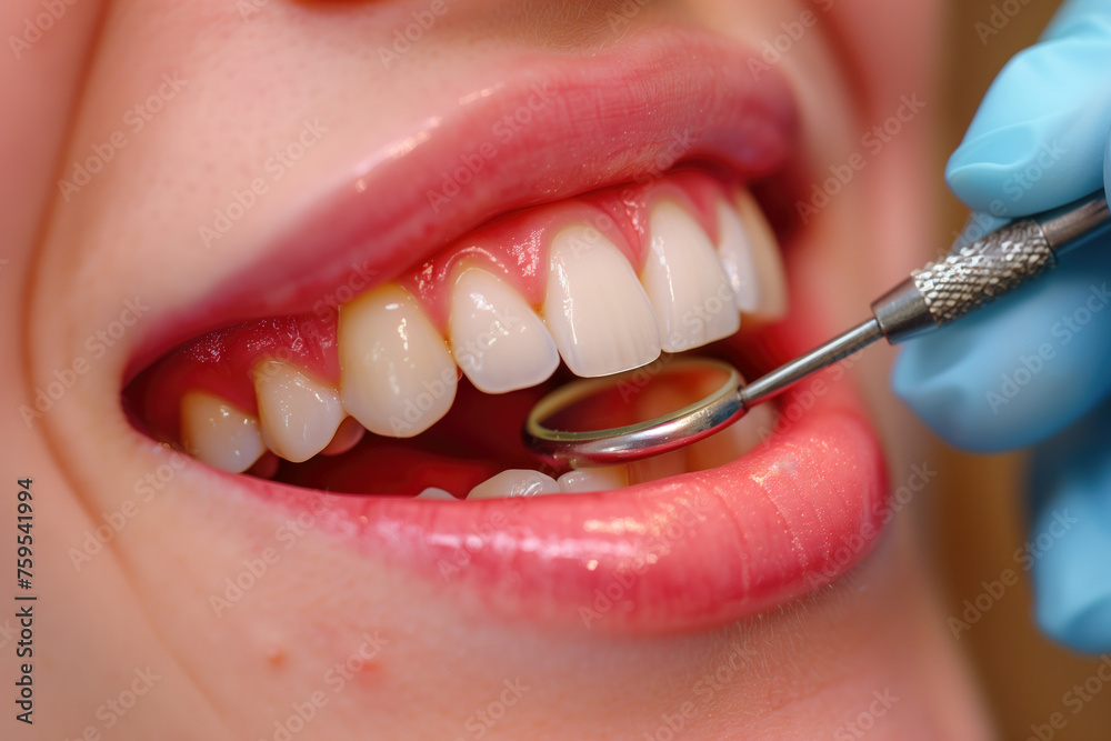 Dental examination, woman with toothache, periodontal disease in wisdom ...
