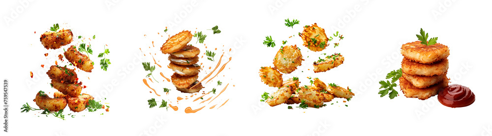 Hash browns png set cutout isolated on transparent background ...