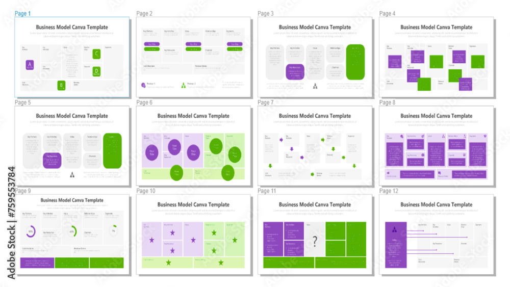 business model canvas Templates Collections, Colorful infographic of ...